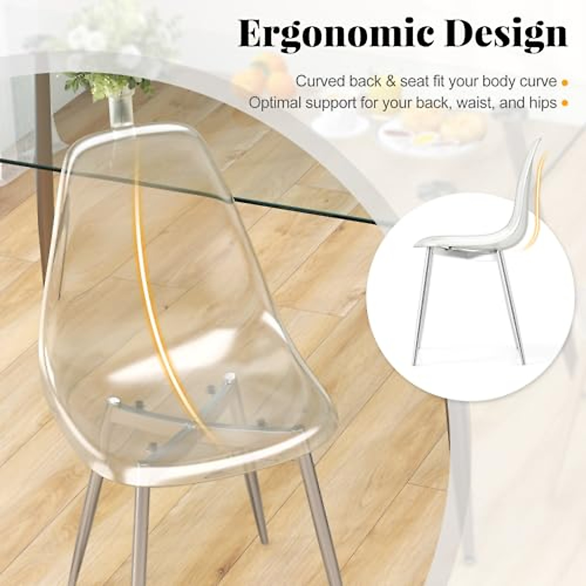 Tangkula Glass Dining Table Set for 4, Modern Tempered Glass Kitchen Table and Chairs, Glass Dining Room Table Set for Small Living Room, Kitchen