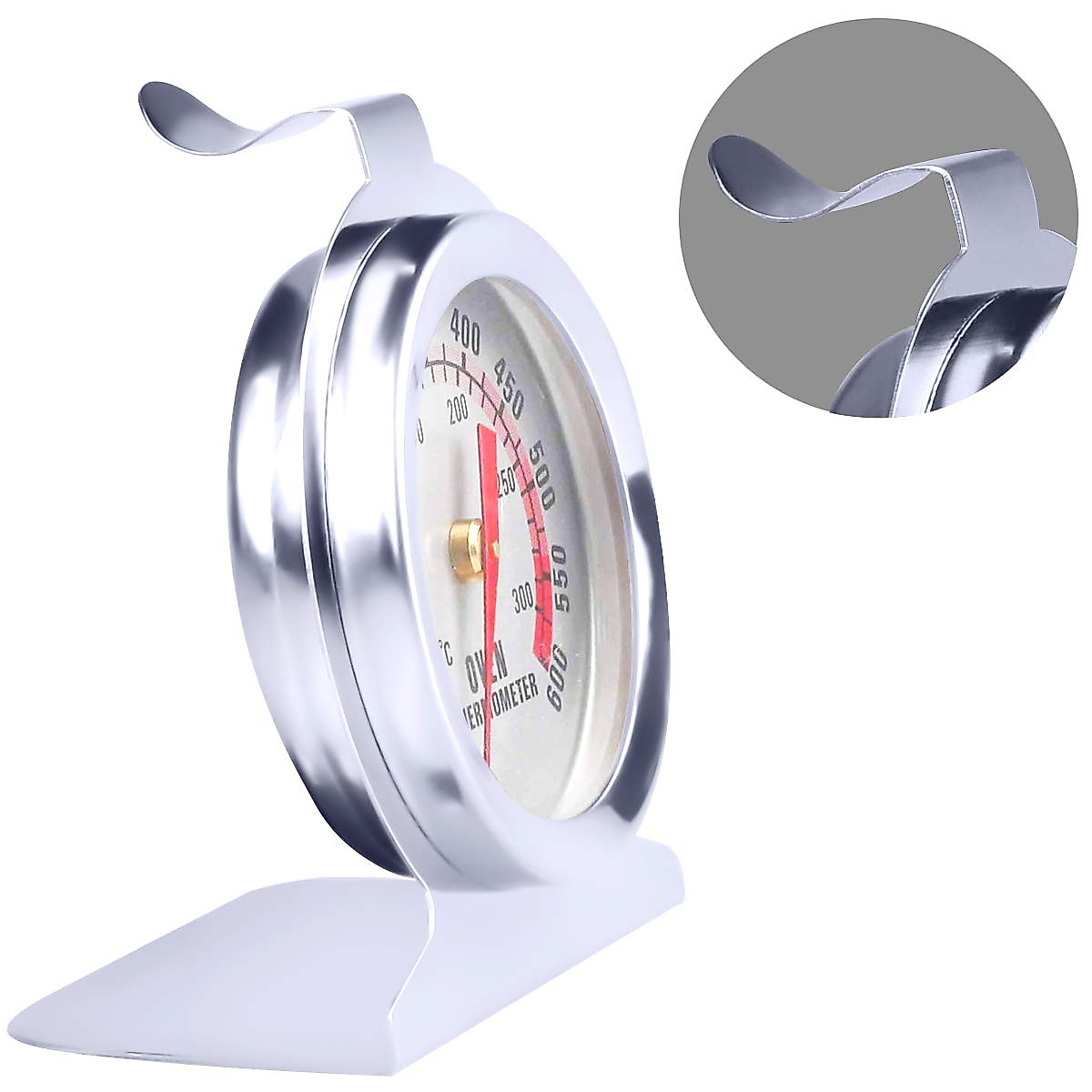 quan 2 Pack Oven Thermometer - 100-600 Degree F Instant Read Stainless Steel Oven Thermometer, Grill Fry Chef Smoker Monitoring Kitchen Cooking Thermometer, Silver