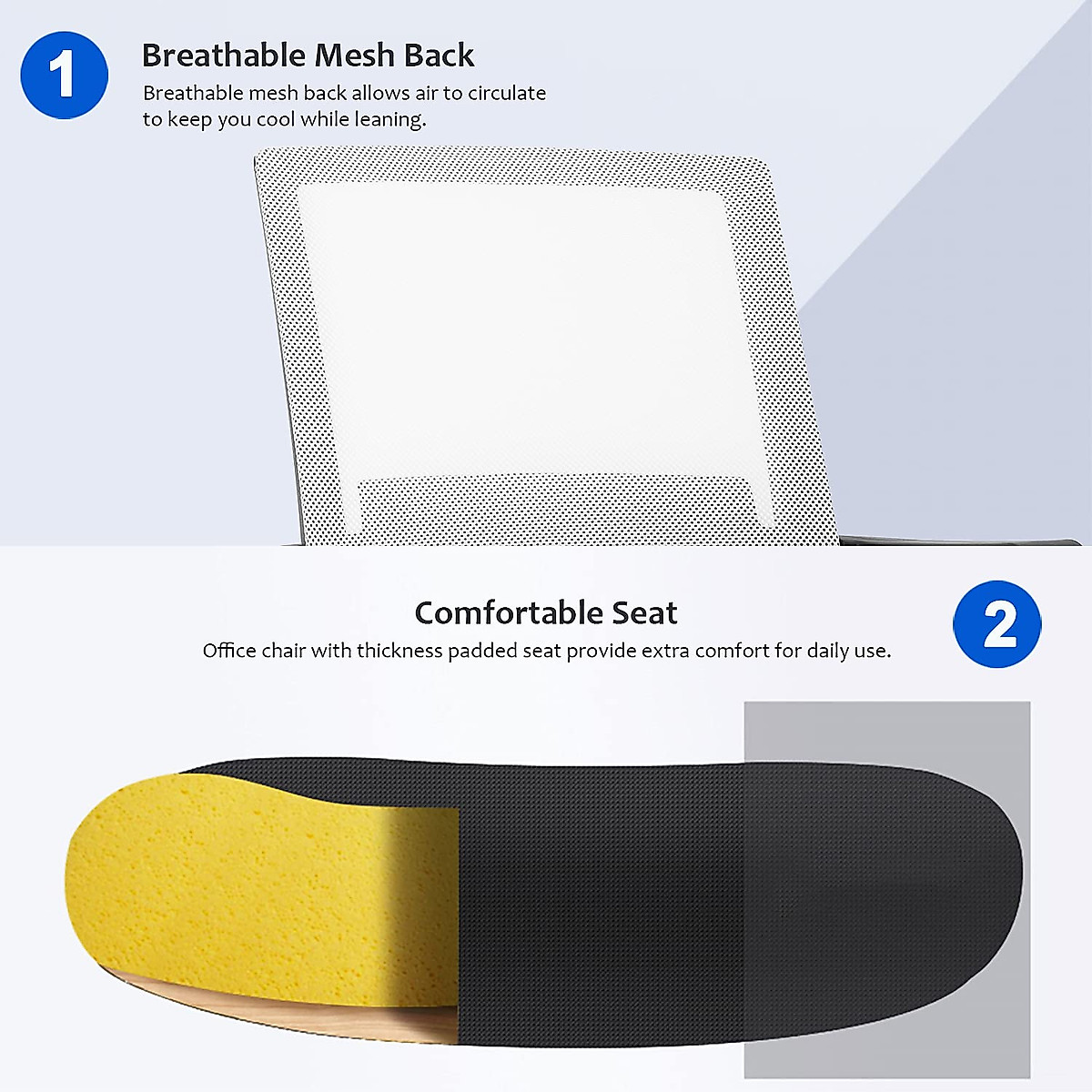 Office Chair Ergonomic Desk Task Chair Mesh Computer Chair Mid-Back Mesh Home Office Swivel Chair Modern Executive Chair with Wheels Armrests Lumbar Support(White)