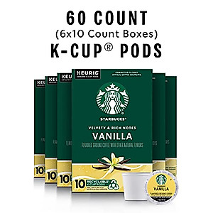 Starbucks Flavored K-Cup Coffee Pods — Vanilla for Keurig Brewers — 6 boxes (60 pods total)