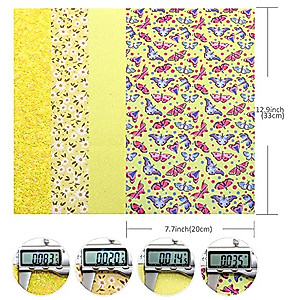 David accessories 4 Pcs 7.7" x 12.9" (20 cm x 33 cm) Yellow Butterfly Printed Faux Leather Fabric Sheets Include 2 Kinds of Leather Fabric for DIY Bows Earrings Making Crafts (Yellow Butterfly)