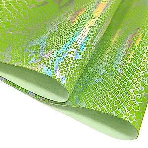 HYANG Snake Embossed Green PU Faux Leather Sheets 1 Rolls 12"X53"(30cmX135cm), Faux Leather Very Suitable for Leather Earrings, Bows, Handbag ，Sewing ，Crafts Making
