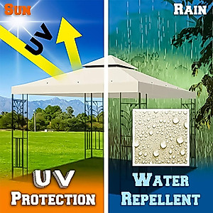 Timoau Gazebo Canopy Replacement Top 10'x10' - Single Tier Patio Canopy Cover - Square Replacement Canopy Gazebo Top - Waterproof 300D Canvas Gazebo for Patio Garden Outdoor (Two Tier, Coffee)