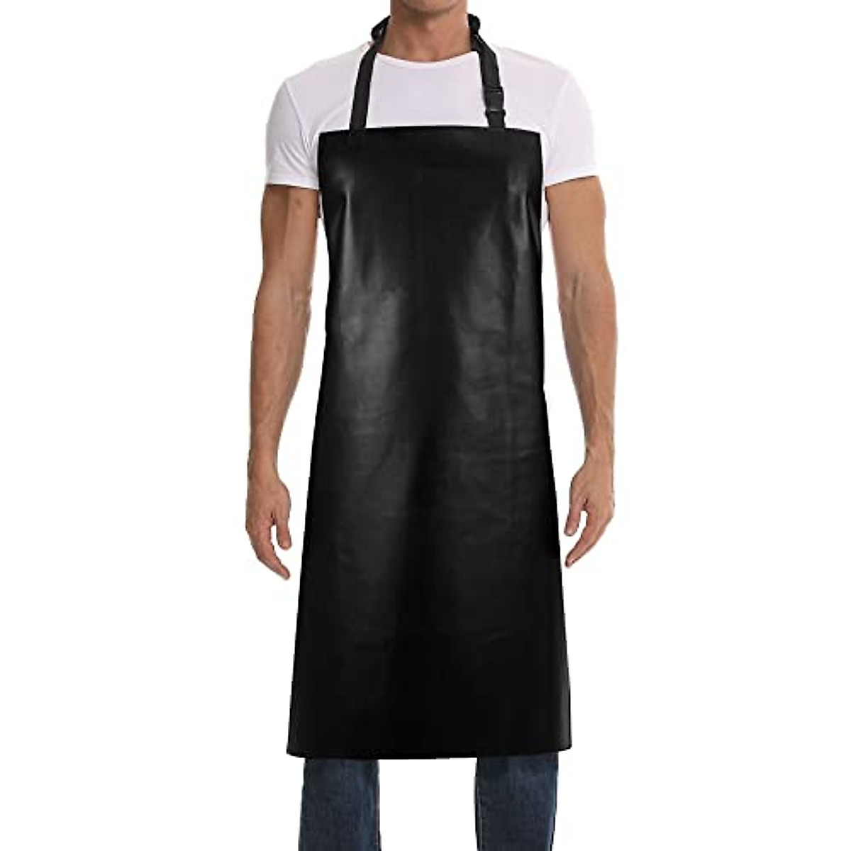 Homsolver Waterproof Apron,35" Heavy Duty Rubber Vinyl Dishwashing Apron,Lab Industrial Chemical Butcher Apron,Dish Apron