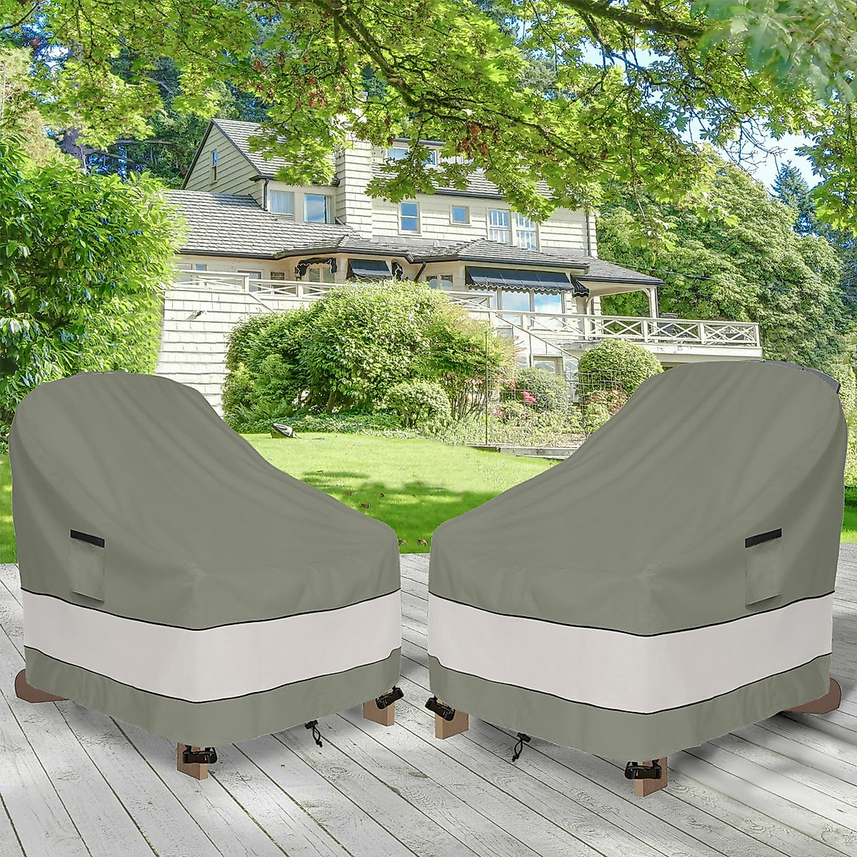 Outdoor Adirondack Chair Cover 2 Pack,Waterproof 100% Patio Chair Covers,30W x 34 D x 36 H inches,Patio Adirondack Chair Cover for Outdoor Chair -Grayish Green
