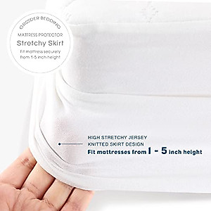 GRSSDER Waterproof Pack and Play Mattress Protector, Extra Soft and Breathable Pack n Play Sheets, Machine Washable Mini Crib Mattress Pad Cover for Size 39" x 27", White Circular Pattern