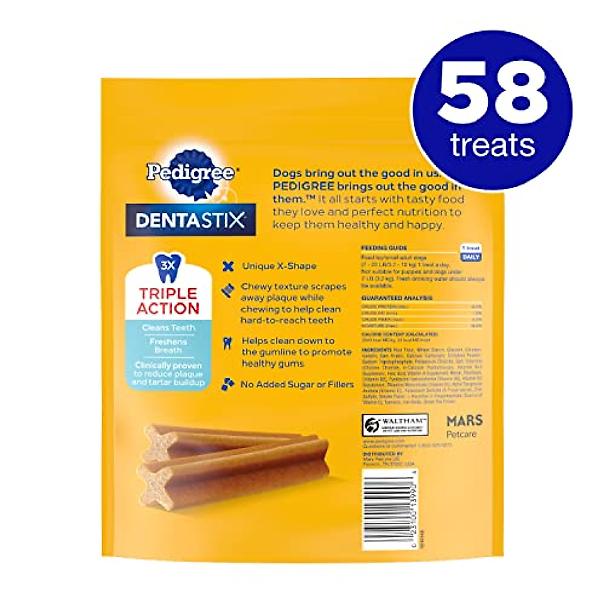 PEDIGREE DENTASTIX Toy/Small Dog Dental Treats Original Flavor Dental Bones, 13.97 oz. Pack (58 Treats)