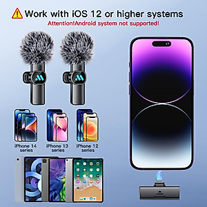 Leettus 2pcs Lavalier Wireless Microphone for iPhone iPad Video Recording,Mini Microphone for Game Live Streaming,Interviews,YouTube,TikTok,Vlog(Not Applicable for iPhone USB-C Interface)
