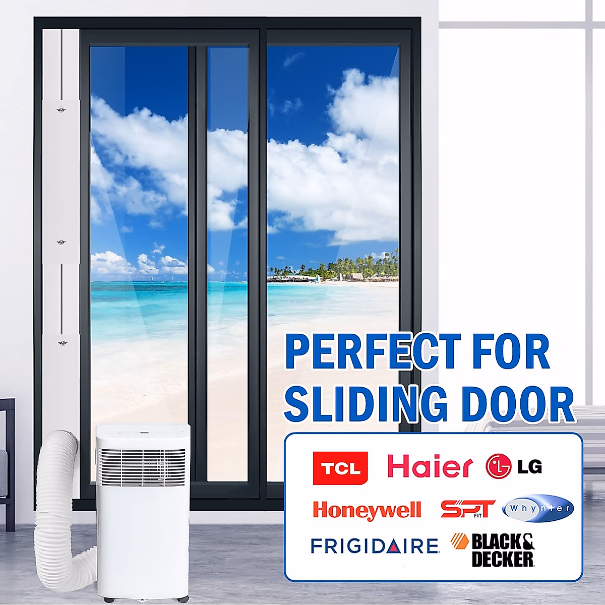 YoleShy Portable Air Conditioner Sliding Door Kit 26 inches - 90 inches Adjustable AC Sliding Door Vent Kit, Extra Long Portable AC Window Kit, for 5.9 inches Exhaust Hose