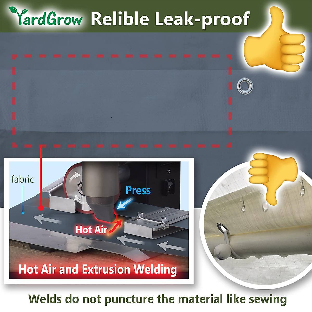 YardGrow 10x20ft Outdoor Carport Replacement Canopy Cover for Tent Car Shelter Top Tarp Cover w/Bungees, Carport Canopy Top Replacement Cover ONLY (Grey)