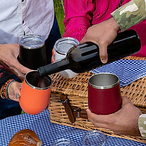 LaserGram Double Wall Stainless Steel Wine Glass Tumbler, Compass Rose, Personalized Engraving Included (Stainless Steel)