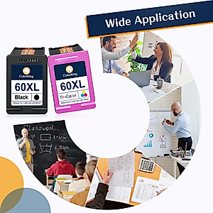 Colorking Remanufactured Ink Cartridge Replacement for HP 60XL 60 XL CC641WN CC644WN for HP Photosmart C4680 D110a C4795 DeskJet D2680 F4280 F4480 F2430 F4580 Envy 100 Printer (1 Black, 1 Tri-Color)
