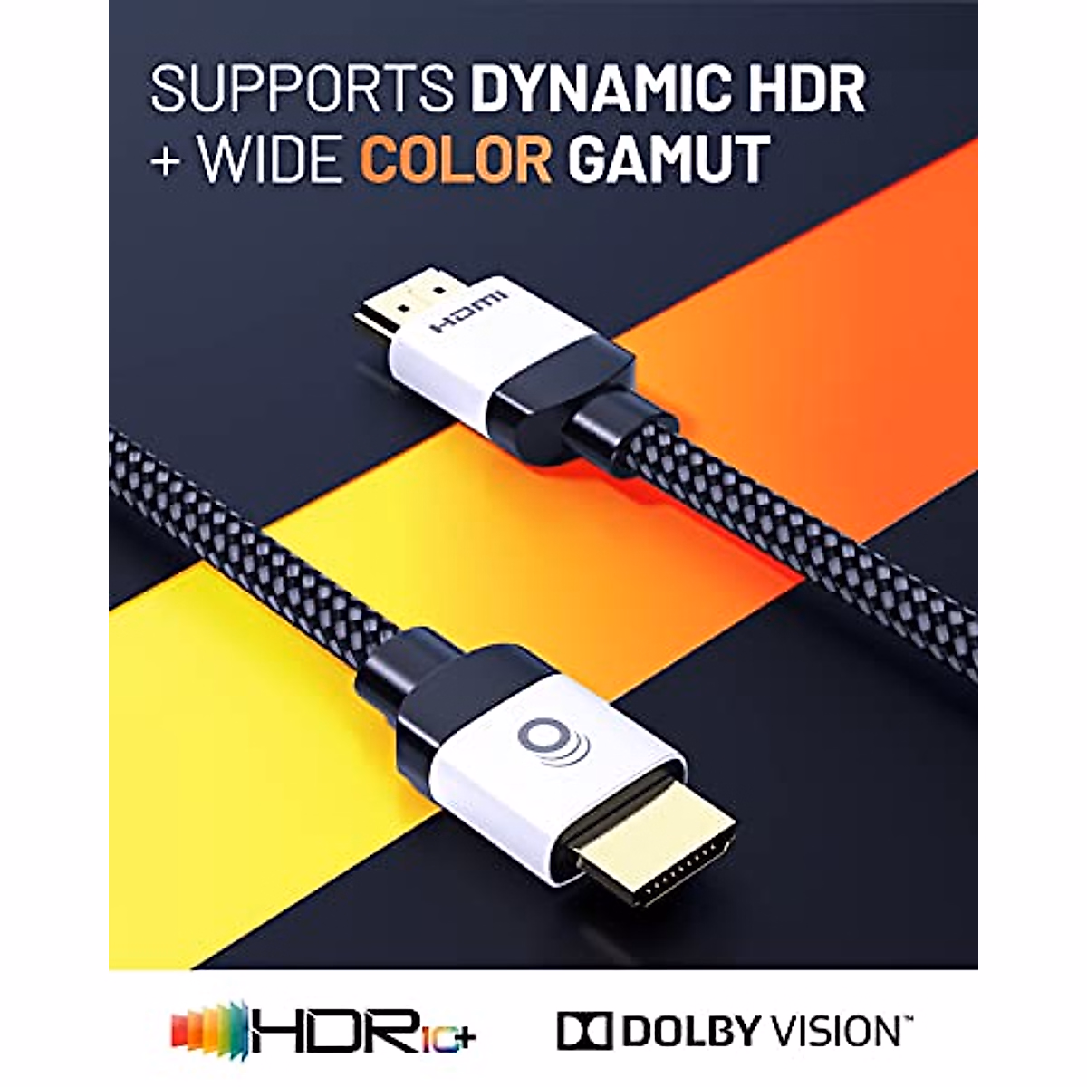 ECHOGEAR HDMI Cables - 8 Foot Certified Ultra High Speed Cable with Flexible Braided Jacket - Get 4k @ 120Hz On PS5 & Xbox Series X - Supports 8k, HDR, eArc, Dolby Vision, & More