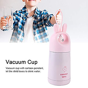 Emoshayoga Cute Cartoon Vacuum Flask Stainless Steel Insulation Vacuum Bottle BPA-Free Portable Water Bottle with Pendant for Students(Pink Rabbit)