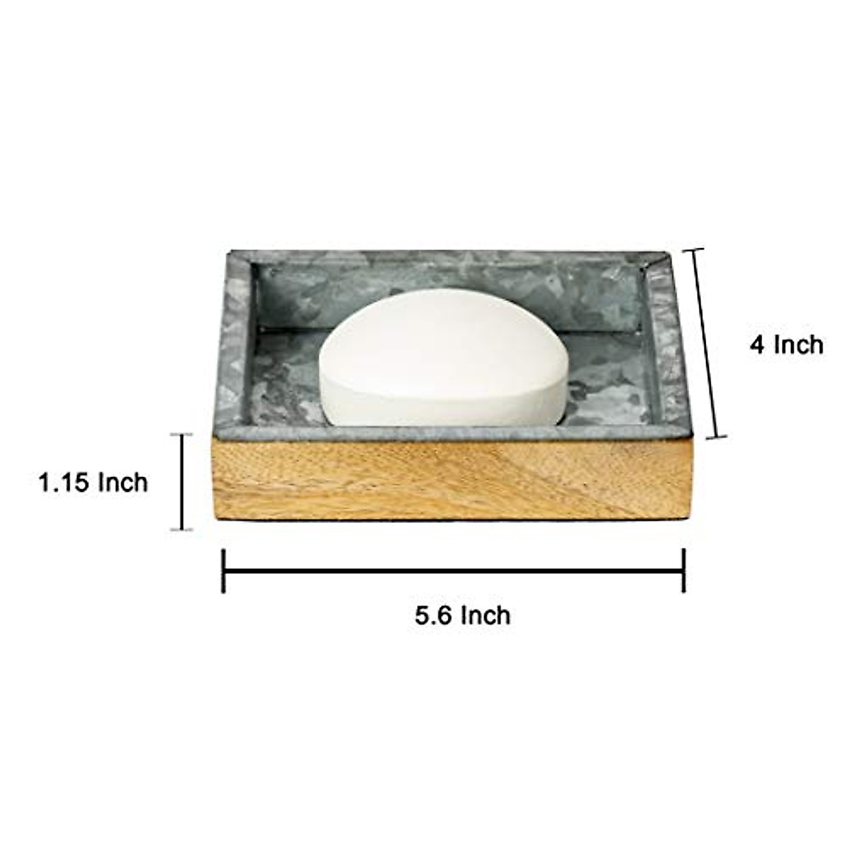 nu-steel CFT3H Confetti Collection Soap Dish, Perfect for Home & Bathroom Accessories, Galvanised Sheet and Wood