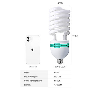 LimoStudio [2-Pack] Photo Studio 85W 6500K Full Spectrum Daylight Energy Saving Compact Fluorescent Spiral Bulb,Day Light Tone, AGG1719