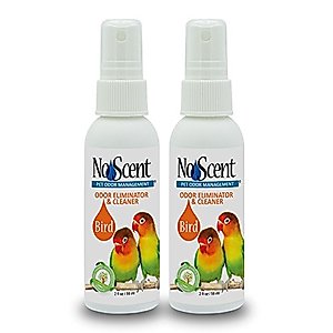 No Scent Bird Cage Cleaner Spray & Pet Odor Management, Natural Aviary Freshener (2 Fl Oz / 59 mL) Pack of 2