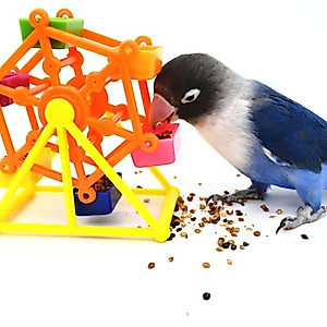 Barn Eleven Bird Swinging Windmill Toy,Parrot Feeder Toy Supplies Fun Training Leaking Food Feeder Budgie Cockatiel Foraging Nibbling Development Intelligence Bird Toy