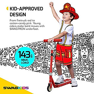 Swagtron SK1 Kick Start Electric Scooter for Kids with Extended Life Battery, ATSM Certified, Adjustable, Ages 5+, Cotton Candy Pink