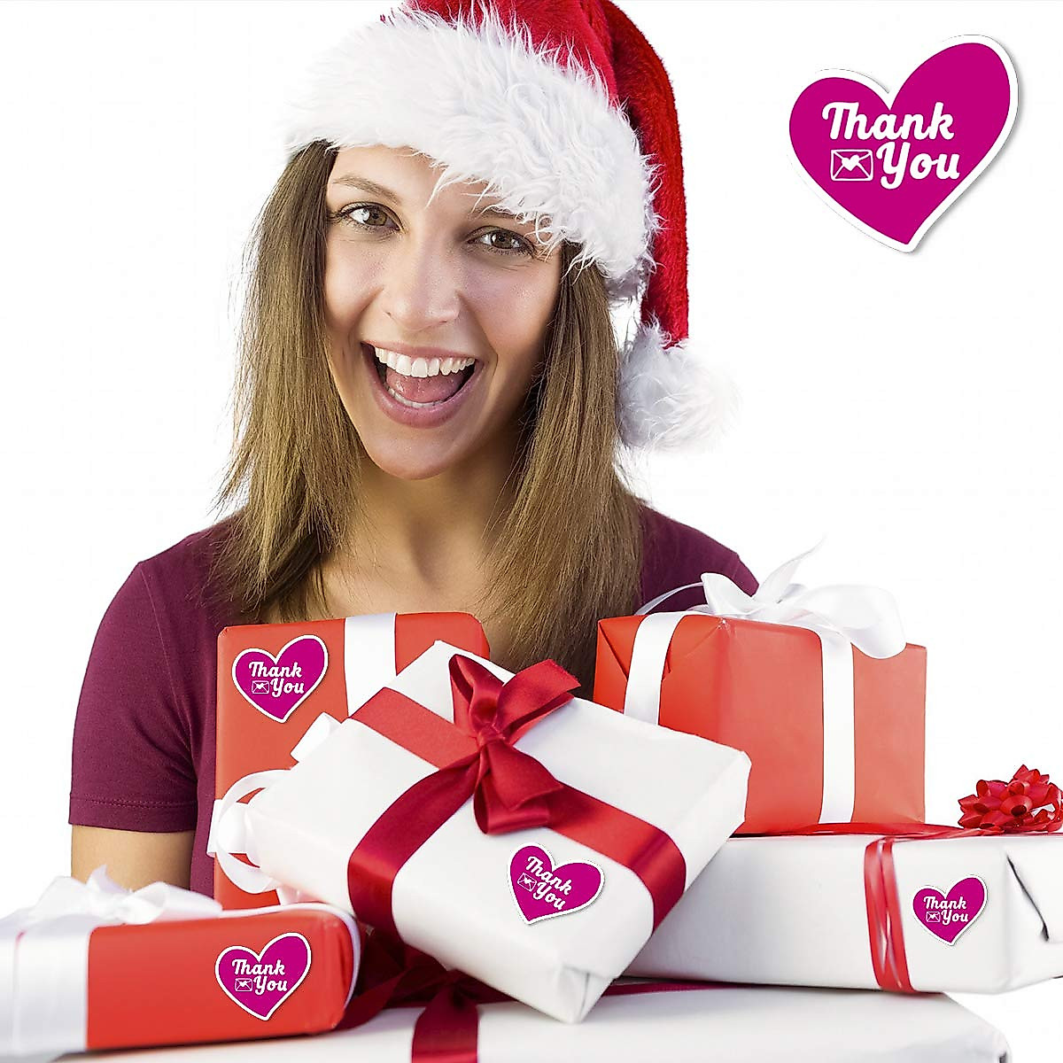 Muminglong 1.5 Inch Thank You Pink Love Mail Stickers, Small Shop Stickers, Small Business, Packaging Sticker, Thank You Sticker,500 PCS