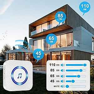 SanJie Door Chime, Door Open Contact Sensor Alarm for Business/Store/Home/Office When Entering, with 600 FT Range,55 Chimes 5 Adjustable Volume 2 Receivers +2 Sensors