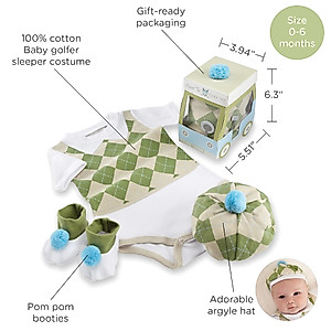 Baby Aspen Three Piece Layette Set in Golf Cart Package, Green/White, 0-6 Mos.