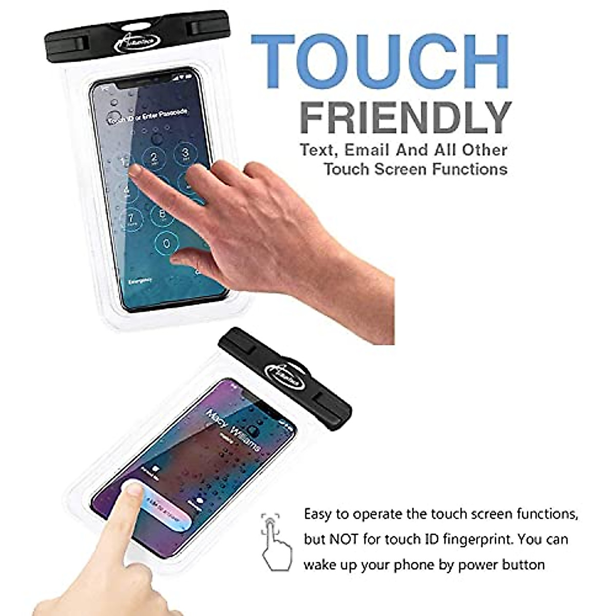 AiRunTech Waterproof Pouch | Way to Keep Your Phone and Valuables Safe and Dry | for Boating Swimming Snorkeling Kayaking Beach Pool Water Parks (2 Phone Cases(Clear) + 2 Fanny Packs(Black+Gray))