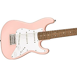 Squier Mini Stratocaster Electric Guitar, Shell Pink, Laurel Fingerboard