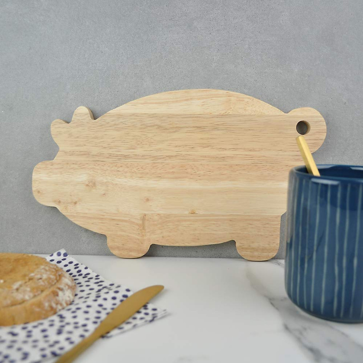 eBuyGB Wooden Pig Breakfast Board, Kitchen Serving Antipasti Platter Tray, Chopping Board, Cutting Charcuterie, Cheeseboard,Brown