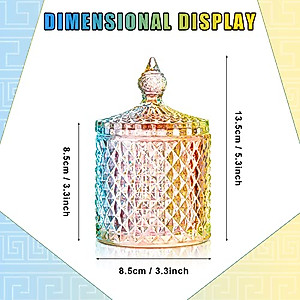 4 Pcs Crystal Glass Candy Jar with Lid Home Decorative Jar Glass Storage Bathroom Jars Jewelry Box Canister Jar for Cotton Swab Glass Jar Decor for Bathroom, Pantry, Living Room, Kitchen (Colorful)