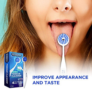 Oralganix 2-in-1 Tongue Cleaner - 4 Pack - Multicolor Tongue Brush and Scraper Tools
