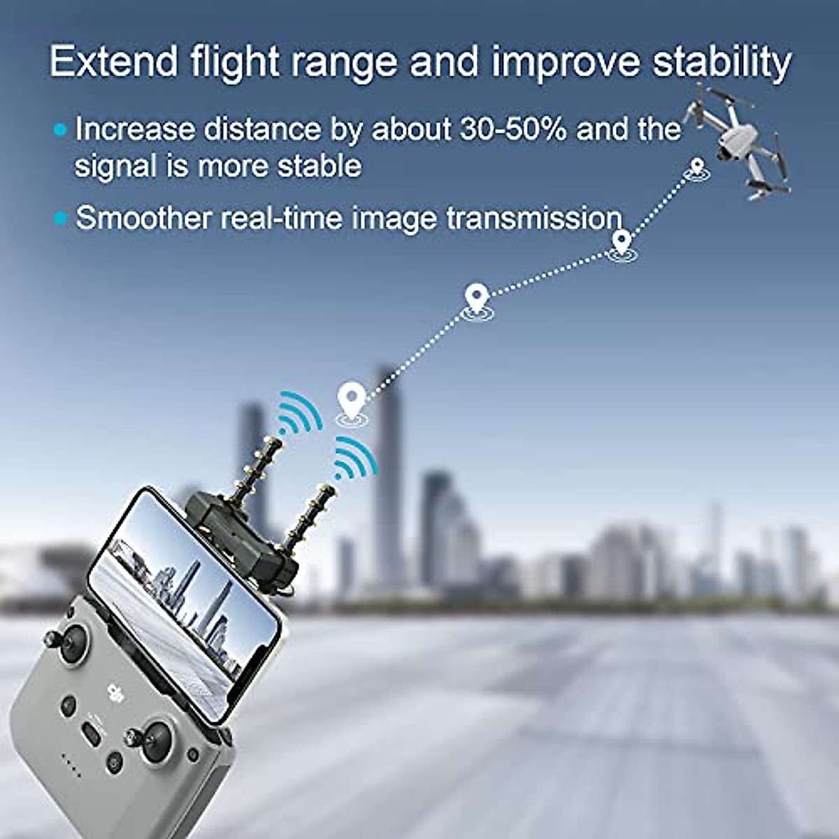 Hanatora RC-N1 Remote Controller Antenna Range Extender Yagi-UDA 5.8Ghz Boosters for DJI Mavic 3/3 Classic,Mini 2/2 SE,Mini 3 Pro,Air 2S,Mavic Air 2 Drone Signal Accessories