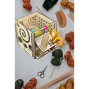 All in One Wooden Yarn Bowl for Knitting - Multi Purpose Yarn Ball Box for Crocheting - Multifunctional Knitting Tool - Gifts for Crochet Lovers