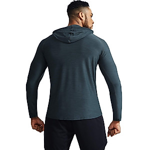 NELEUS Men's 3 Pack Dry Fit Running Shirt Long Sleeve Workout Athletic Shirts with Hoods,5071 Dark Grey,Light Grey,Slate Grey,US L,EU XL