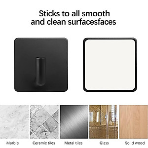 GAOHUI 4 Packs Adhesive Coat Hooks, Black Stainless Steel Sticky Wall Hooks for Hang, Towel Hooks for Bathroom Wall Mounted & Kitchen Accessories