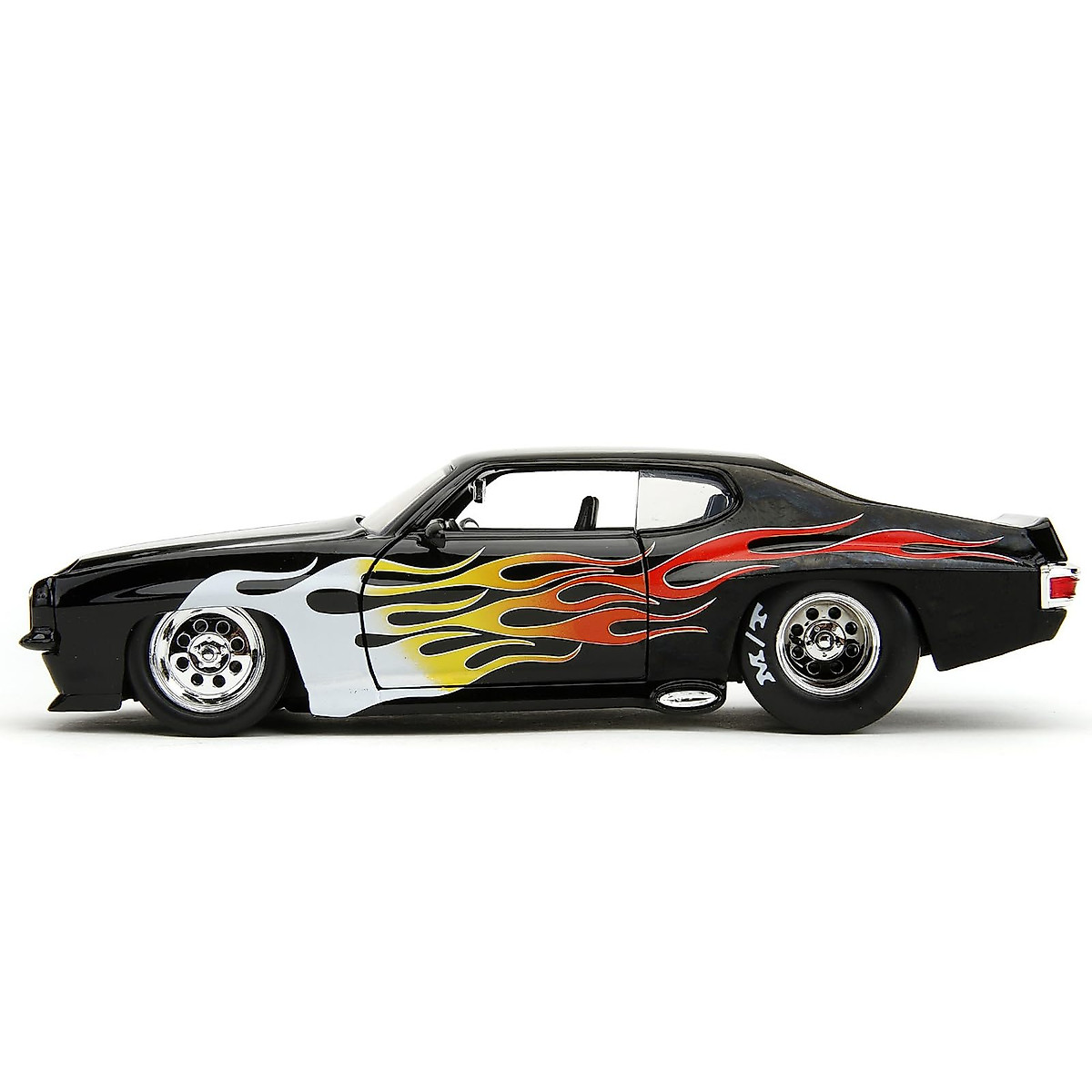 1971 Pontiac GTO Black with Flame Graphics Bigtime Muscle Series 1/24 Diecast Model Car by Jada 35022