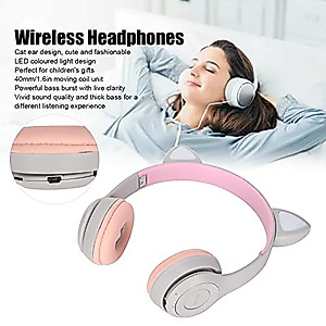 Cat Ear Headphone, RGB Wireless Gaming Headset Noise Cancelling Retractable Portable Bluetooth Headphone with 40mm Speaker for Kids Adults Girls Boys