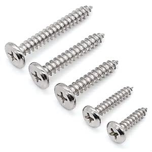 Glvaner M4 x 16mm (100 pcs) Stainless Steel Flat Round Head Phillips Drive Self Tapping Screws, 304 Stainless Steel 18-8, Sheet Metal Screws, Wood Screws