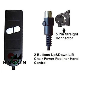 HMOKIN UP/Down 2B 5PIN Wand Hand Controller for Okin Lift Chair Remote handset or Limoss Pride Power Recliner Hand Control