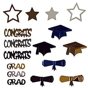 KatchOn, Congrats Grad Graduation Confetti 2023 - Pack of 1000, Blue and Gold Graduation Decorations 2023 | Graduation Decorations Class of 2023 Decorations | Blue Graduation Party Decorations 2023