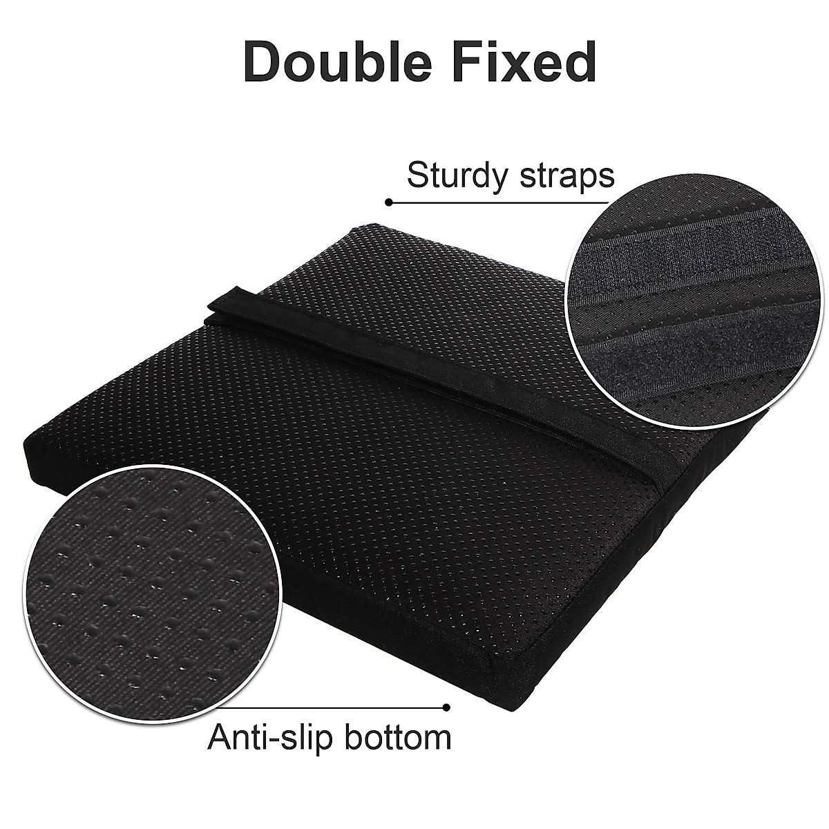 GUEGLSA Indoor Outdoor Bar Stool Cushions 12x12 Inch,Non Slip Square Seat Pad with Straps,Waterproof Fade Resistant Small Metal Chair Cushion Set of 2,Cushion Only, (Black)