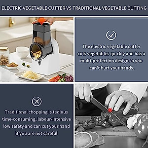 4-In-1 Fully Automatic Electric Slicer/Shredder, Electric Vegetable Cheese Grater Slicer with 4 Attachments, One-Touch Automatic Butter Slicer, Cutter Slicer Tool for Fruits, Cheeses, Salad Maker