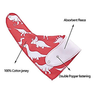 Maiwa 10-Pack Dinosaur Bandana Bibs for Baby Boys for Drooling Feeding and Teething