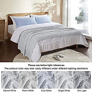 PHF Cooling Waffle Blanket, Queen Size, Lightweight 60% Rayon Derived from Bamboo & 40% Cotton, Breathable for Hot Sleepers, Ultra Soft and Luxury, 90"x90", Grey