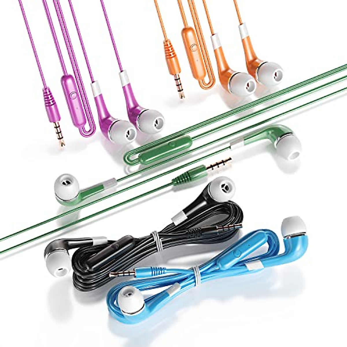 SP SOUNDPRETTY Kids Earbuds with Microphone 30 Pack, Bulk Earphones Headphones with Microphone Stereo Disposable Earbuds for Kids Students Classroom Schools