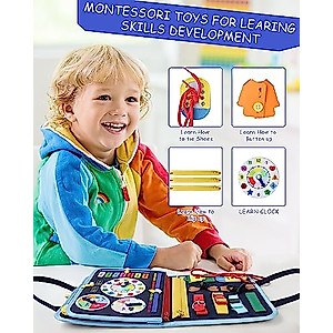 Supplim Busy Board Montessori Toy for Toddlers 1 2 3 4 5 Years Old - Educational Activity Sensory Board Preschool Learning Fine Motor Skills Toys, Toddler Travel Toy for Plane Car, Gift for Boys Girls