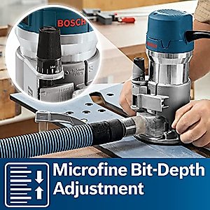 BOSCH 1617EVSPK Wood 12 Amp Router Tool Combo Kit - 2.25 Horsepower Plunge Router & Fixed Base with a Variable Speed Motor