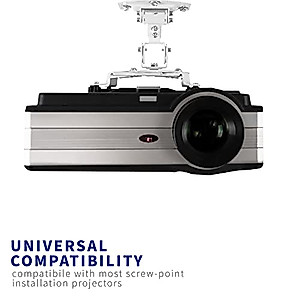 VIVO Universal Adjustable Ceiling Projector Mount for Regular and Mini Projectors with Extending Arms, White, MOUNT-VP01W