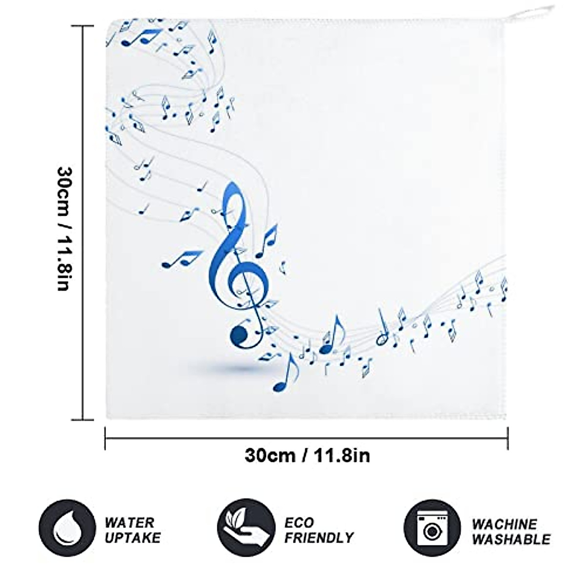 Lurnise Hand Towel Music Note Hand Towels Dish Towel Lanyard Design for Bathroom Kitchen Sports