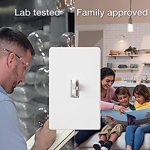 Lutron Toggler LED+ Dimmer Switch for Dimmable LED, Halogen and Incandescent Bulbs, 150 Watt, Single-Pole or 3-Way, TGCL-153PH-WH, White
